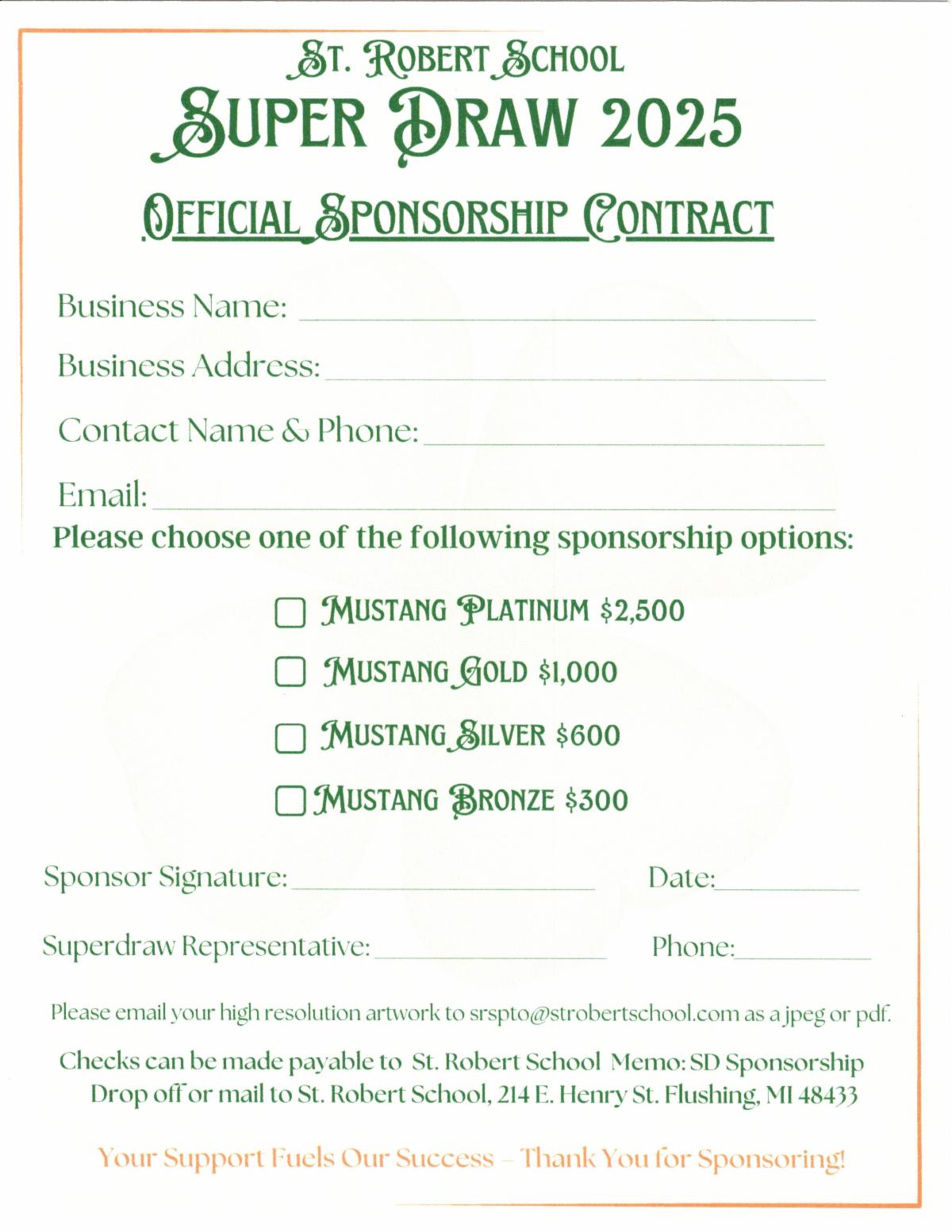 Superdraw Sponsor Opportunities! – St. Robert Catholic School