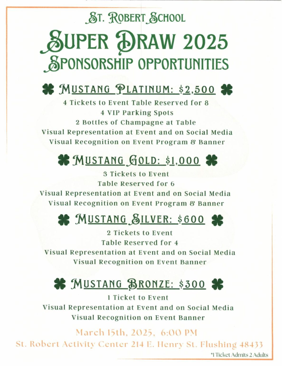 Superdraw Sponsor Opportunities! – St. Robert Catholic School